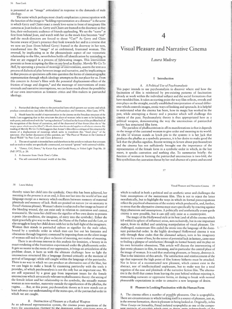 Visual Pleasure and Narrative Cinema | PDF