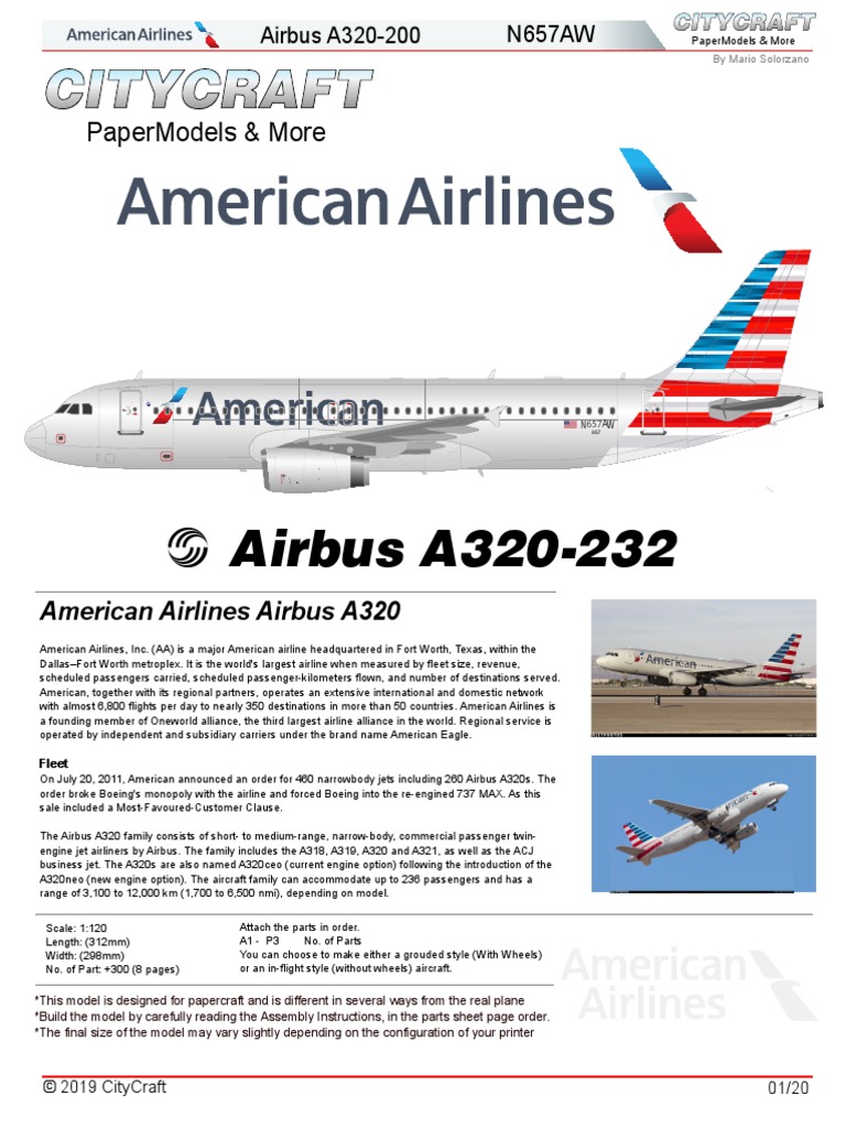 Citycraft: at Airbus A320-232 | PDF | American Airlines | Civil Aircraft