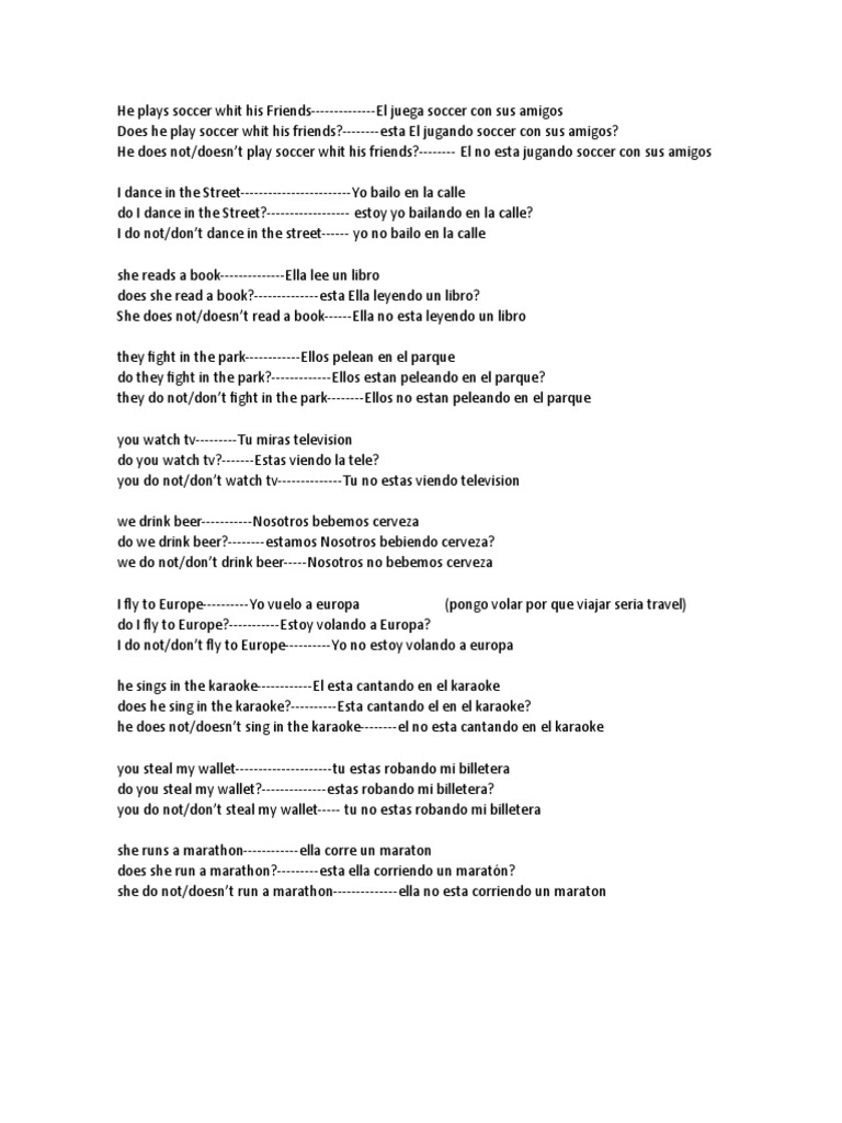 Simple Present (30 Oraciones) | PDF