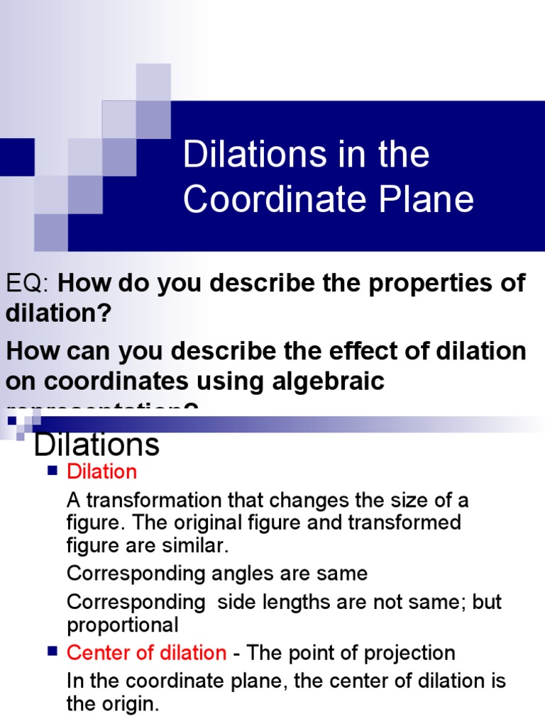 Dilations The Coordinate Plane | PDF | Euclidean Geometry | Classical ...