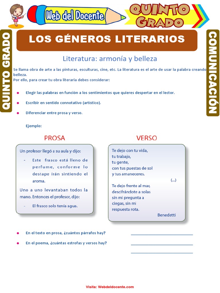 Los-Géneros-Literarios-prosa y Verso | PDF | Poesía | Artes (general)