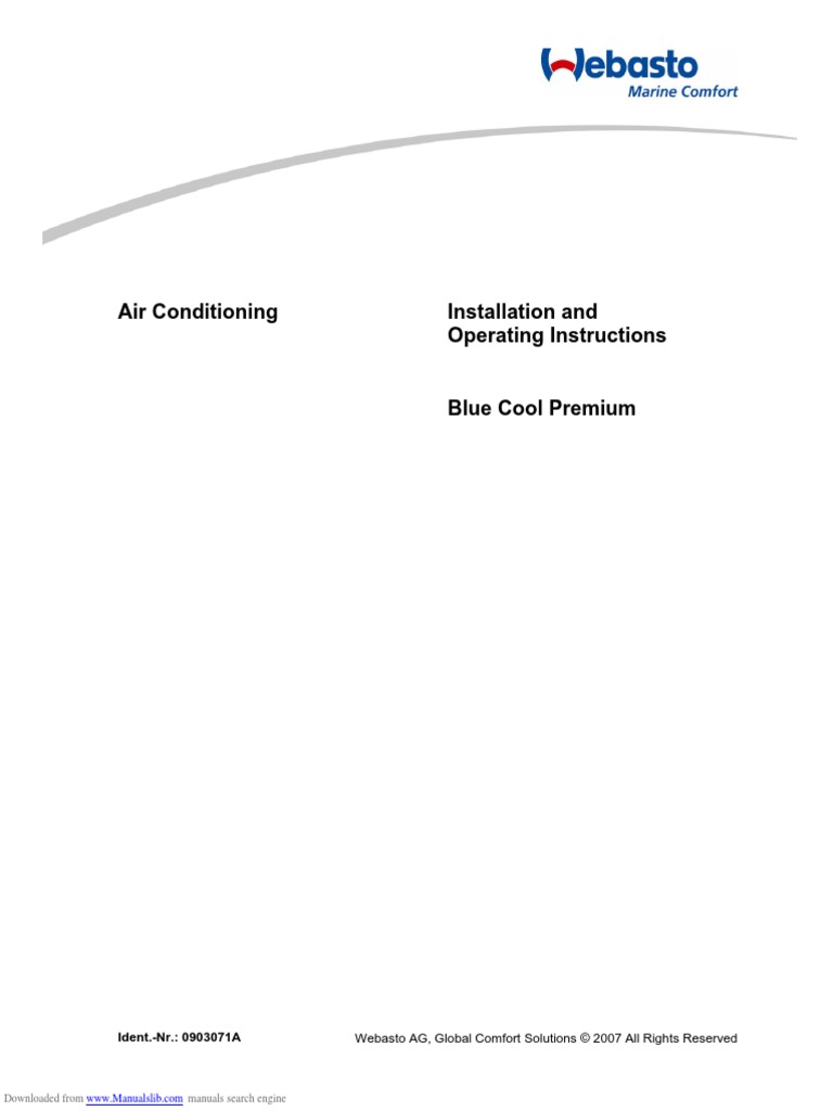 Webasto Blue Cool Premium Installation and Operating Instructions ...