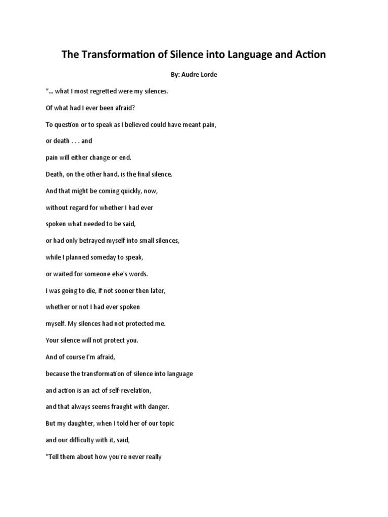 The Transformation of Silence Into Language and Action | PDF