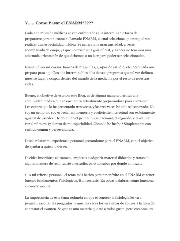 Cómo aprobar el ENARM | PDF | Fisiología | Medicina CLINICA