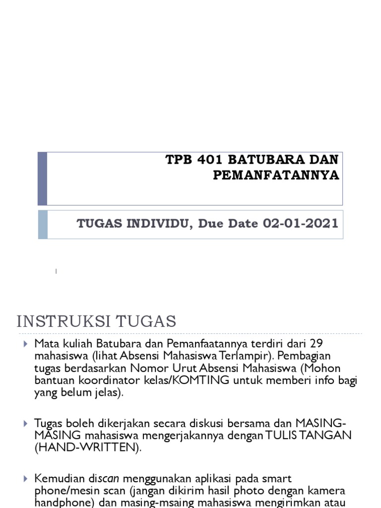 TPB 401 Batubara Tugas Individu | PDF