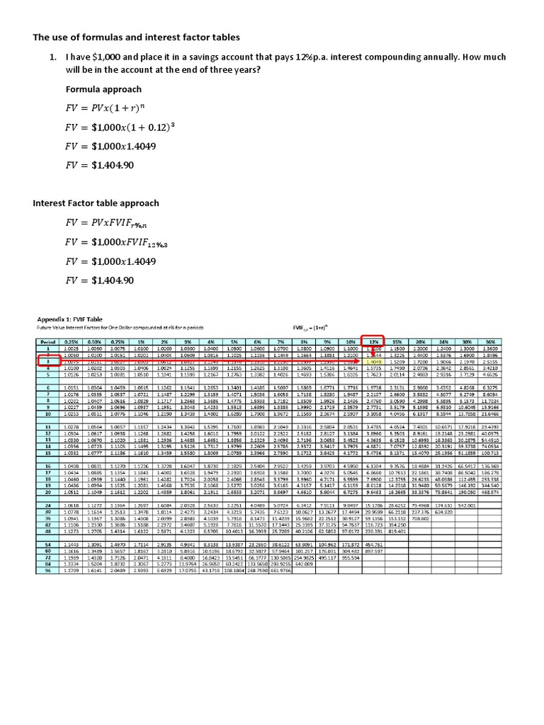 The Use of Interest Factor Tables | PDF | Interest | Interest Rates