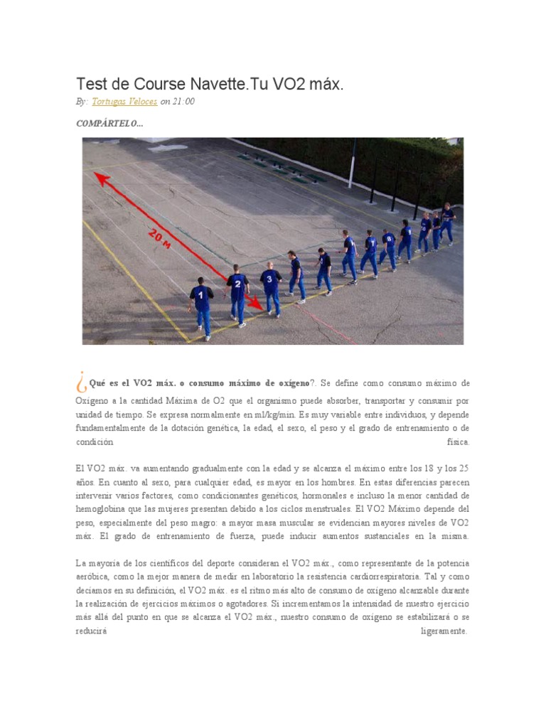 Test de Course Navette y VO2 Máx. | PDF | Naturaleza | Salud y bienestar