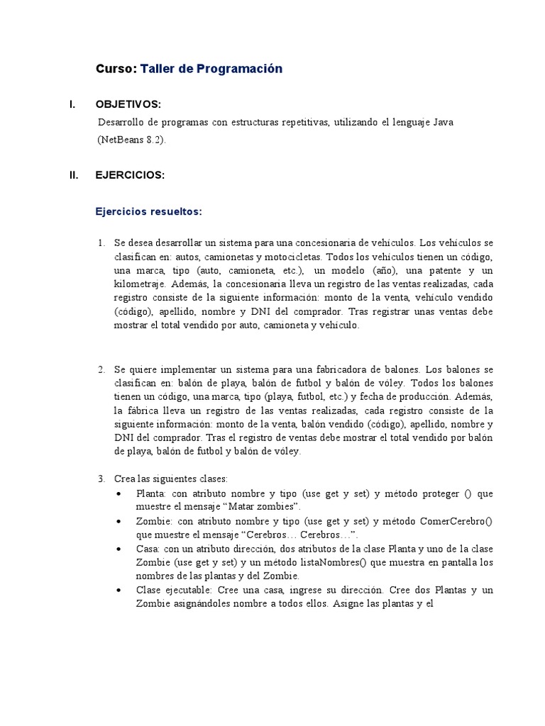 Taller de Programación en Java | PDF | Software | Ciencias de la ...