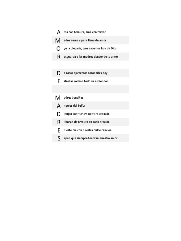 Amor de Madres - Acróstico | PDF | Poesía