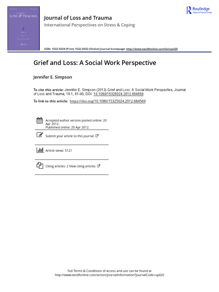 Grief and Loss A Social Work Perspective | PDF | Grief | Social Work