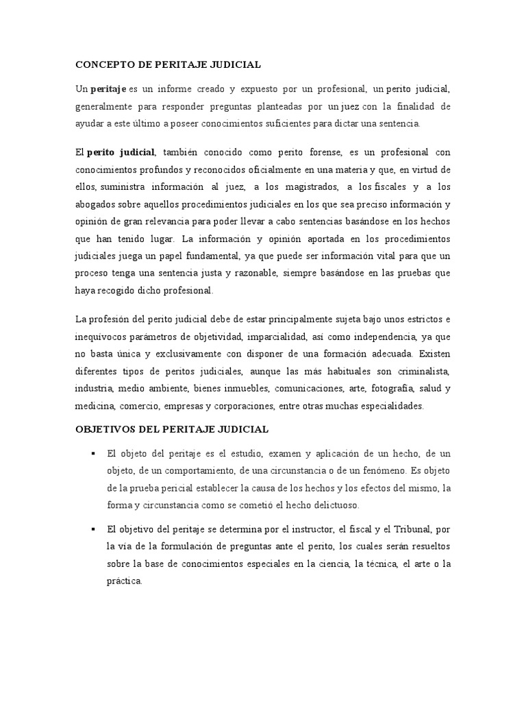 Definición de Peritaje Judicial | PDF