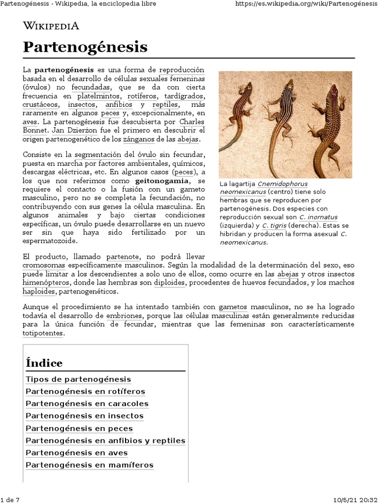Partenogénesis | PDF | Zoología | Reproducción