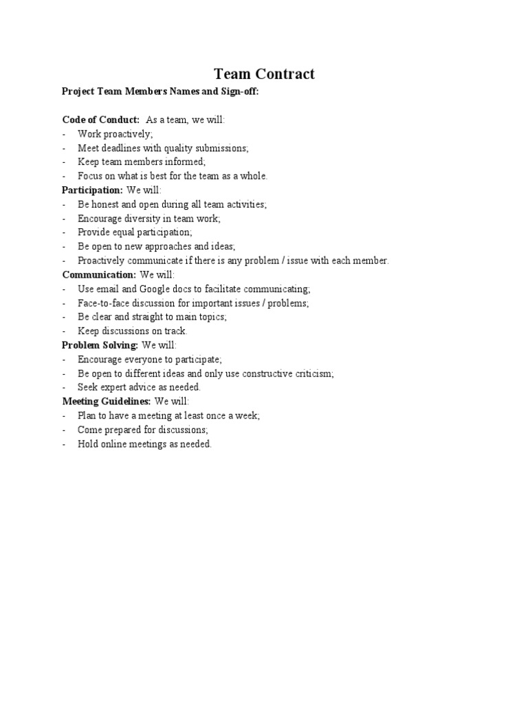 Sample-Team Contract | PDF