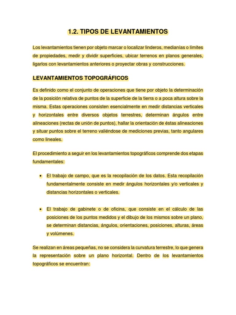 Tipos de Levantamientos Topográficos | PDF | Topografía | Geodesia