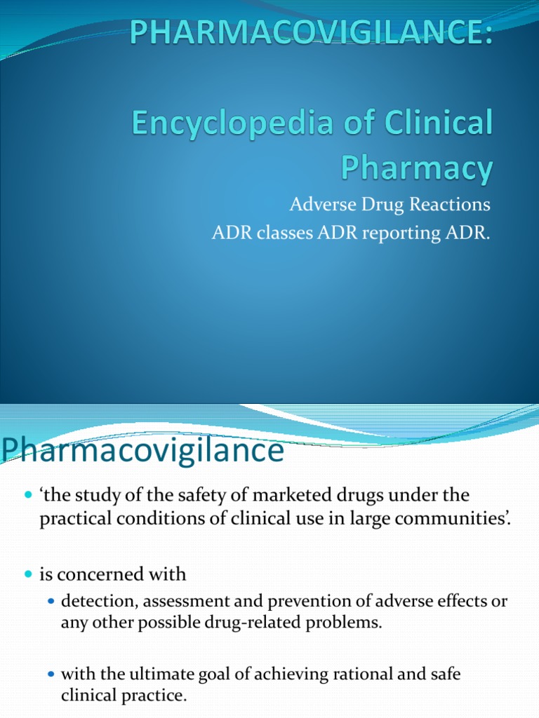 Adverse Drug Reactions ADR Classes ADR Reporting ADR | PDF ...