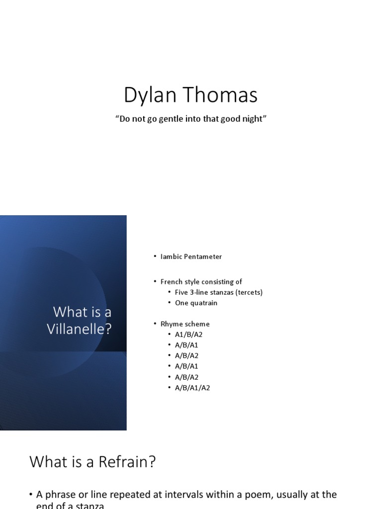 Dylan Thomas: "Do Not Go Gentle Into That Good Night" | PDF | Poetry