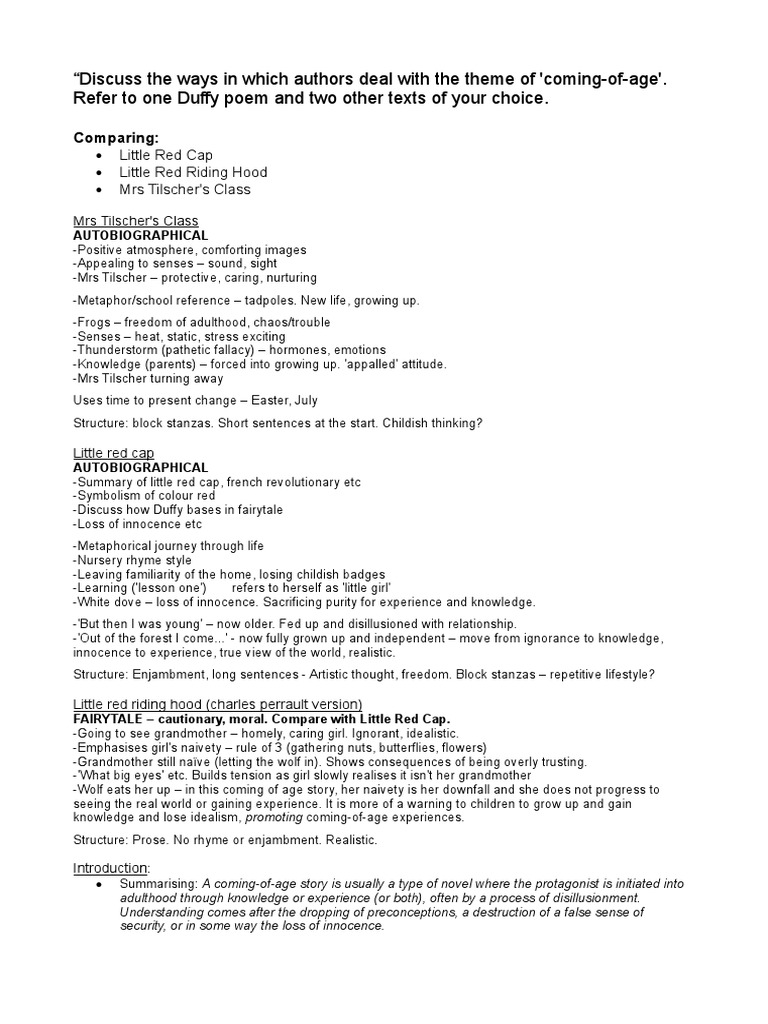 Coming of Age Essay | Download Free PDF | Little Red Riding Hood | Poetry