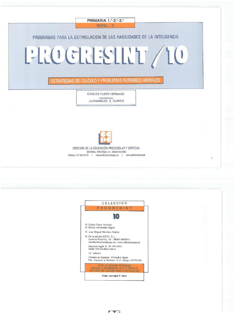 PROGRESINT 10 Estrategias de Cálculo y Problemas Numérico-Verbales | PDF