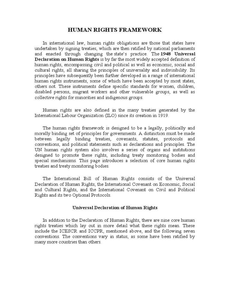 Human Rights Framework, Instruments and Approaches | PDF ...