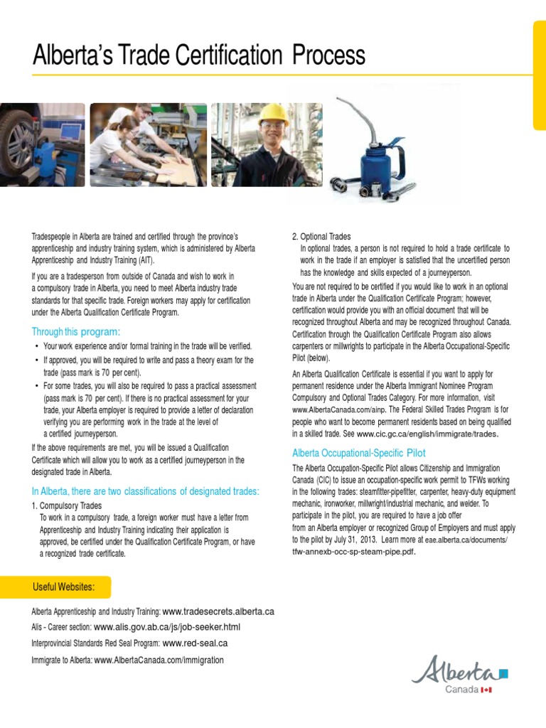 Alberta 'S Trade Certification Process: Through This Program | PDF ...