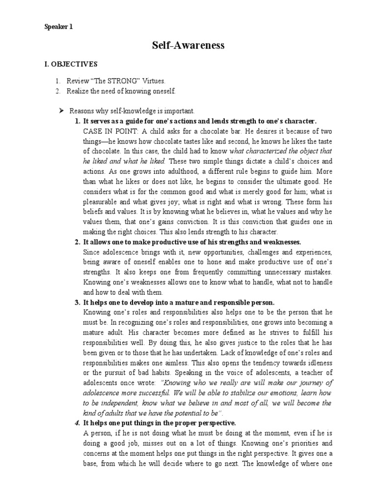Self Awareness | PDF | Self Awareness | Adolescence