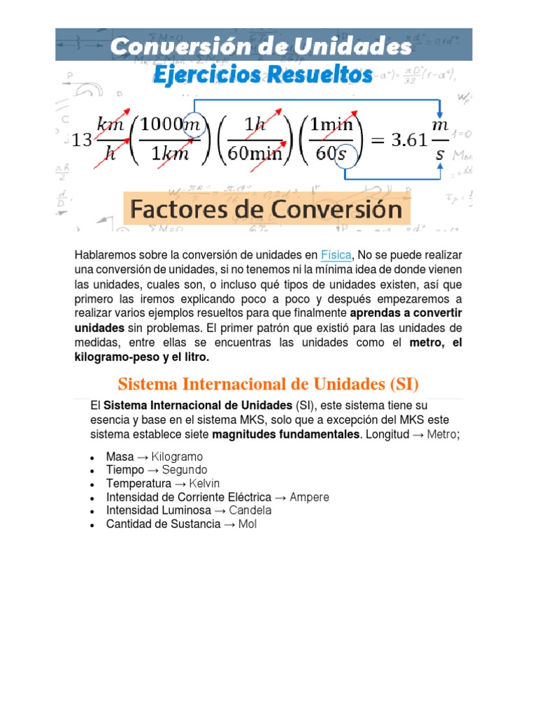 Ejercicios Resueltos de Conversión de Unidades | PDF | Ciencia y ...