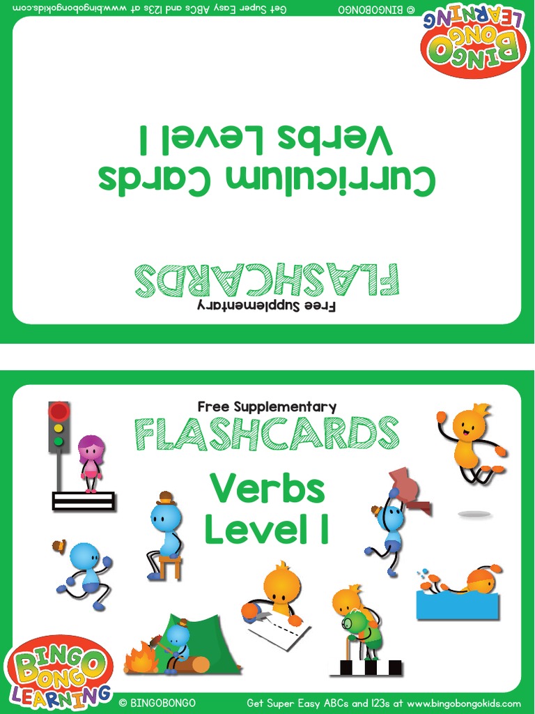 Verbs Flashcards Set 1 BINGOBONGO Learning | PDF