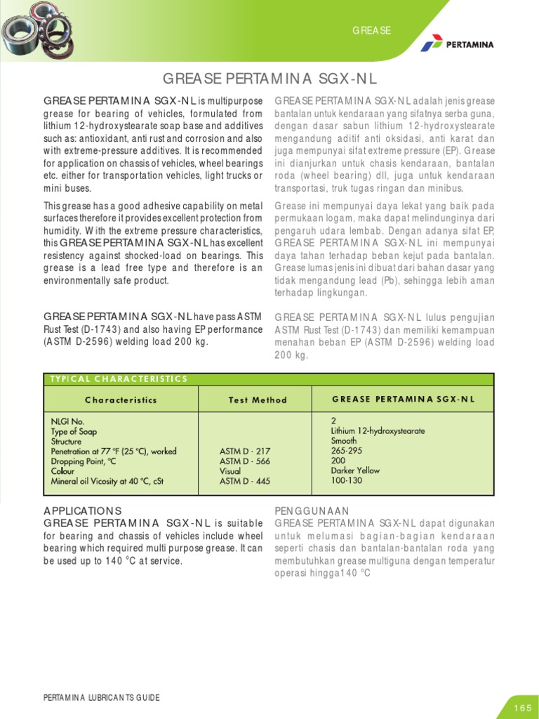 Grease Pertamina SGX-NL untuk Kendaraan | PDF