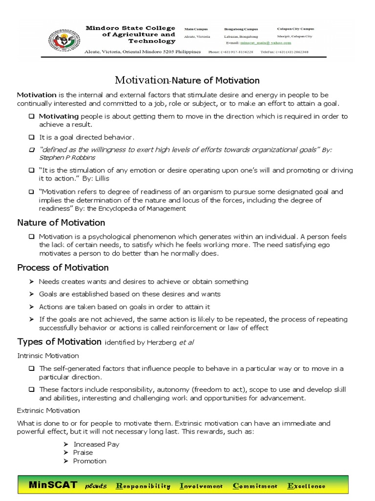 Understanding the Nature of Motivation | PDF | Motivation | Motivational