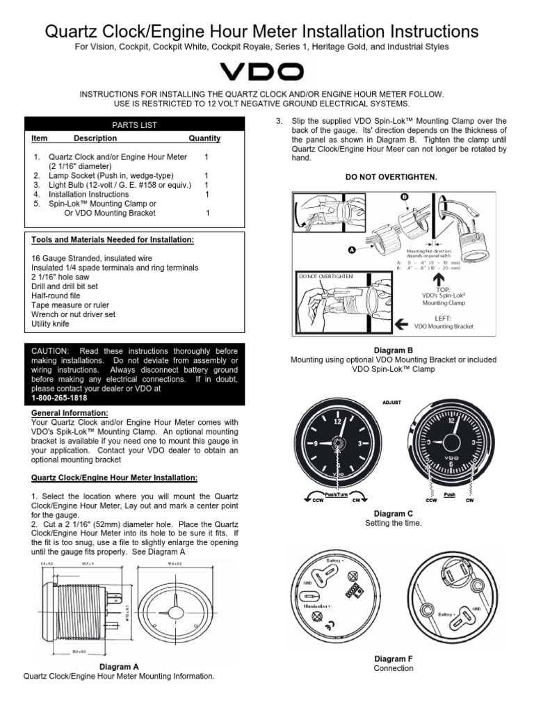 0 515 010 358 - Quartz Clock-Engine Hour Meter Installation | PDF ...