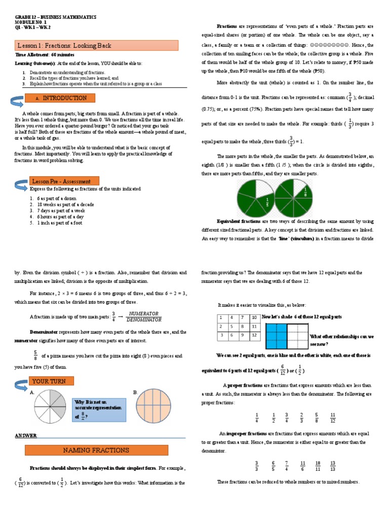 Revised BUSINESS MATH Module 1 | PDF | Subtraction | Multiplication