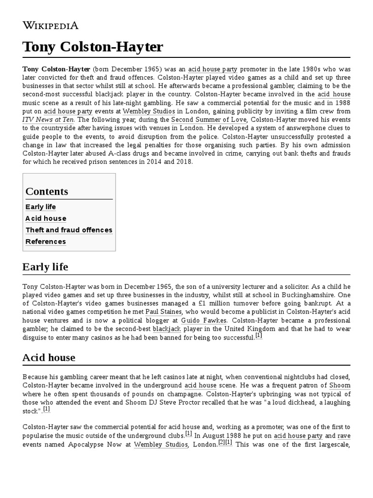 Tony Colston-Hayter: Tony Colston-Hayter (Born December 1965) Was An ...