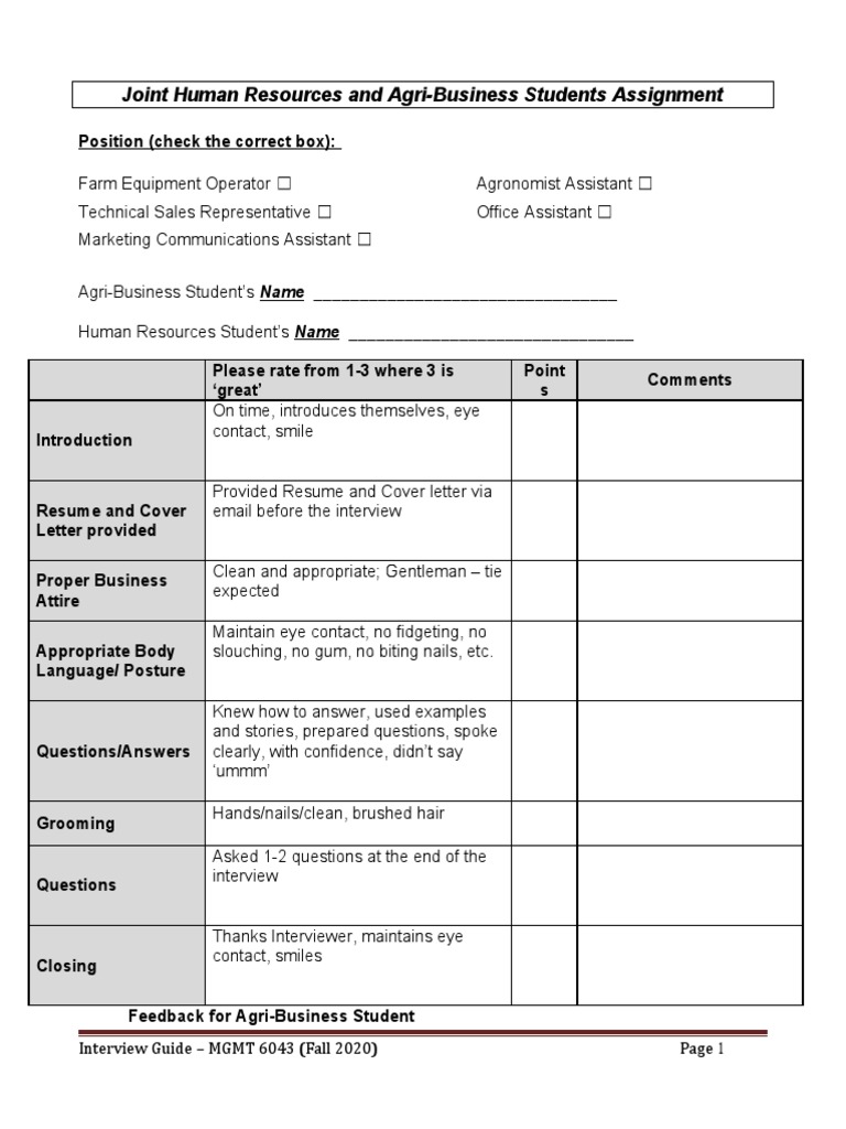 Agri-Business Student Interview Guide | PDF | Marketing Communications ...