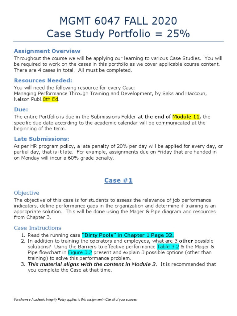 Case Study Portfolio Guidelines | PDF | Rubric (Academic) | Analysis