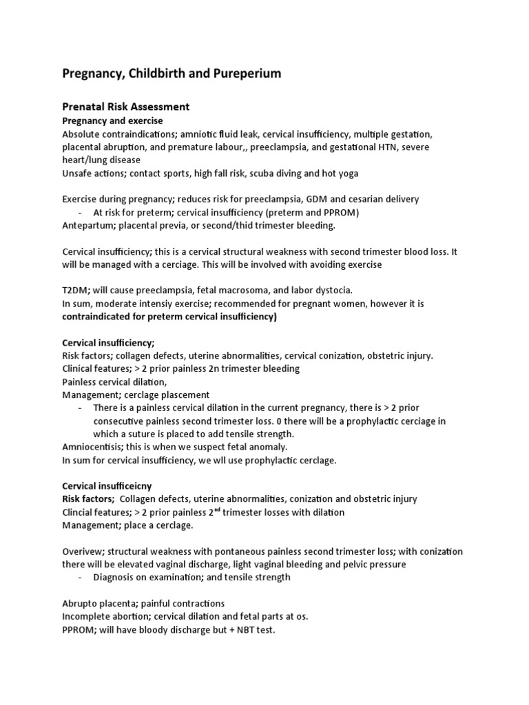 Pregnancy, Childbirth and Pureperium: Prenatal Risk Assessment | PDF ...