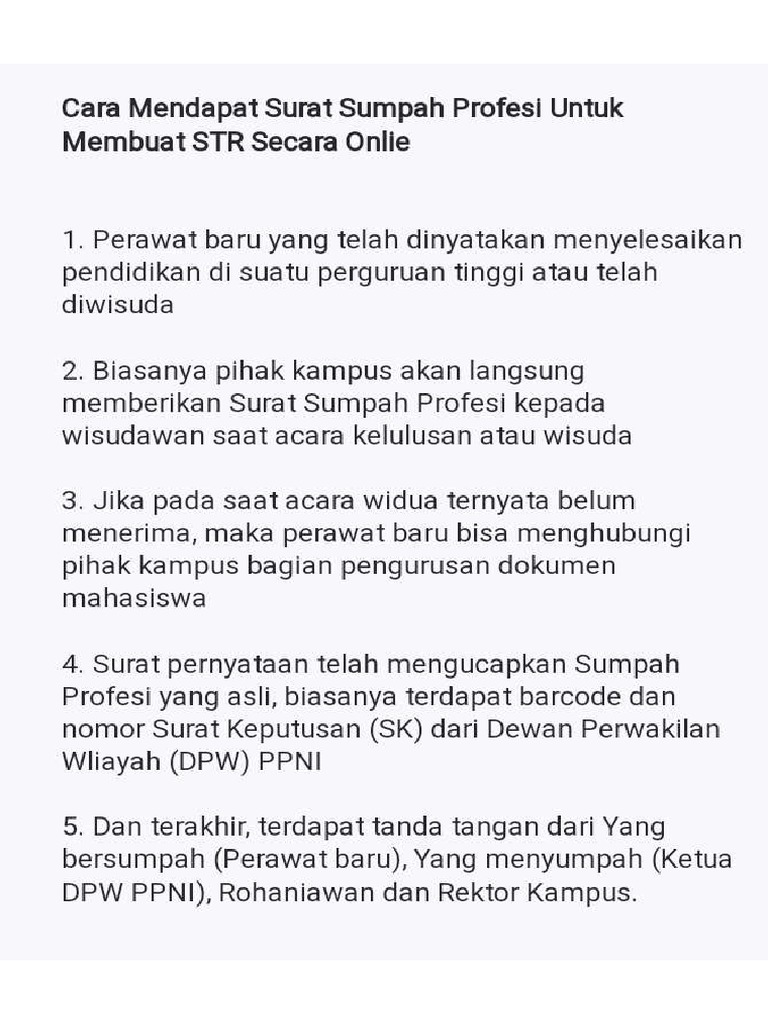 Cara Mendapatkan Surat Sumpah Profesi Utk Membuat STR Secara Online | PDF