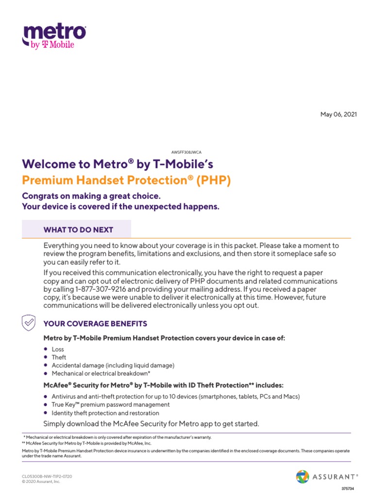 Welcome To Metro by T-Mobile's: Premium Handset Protection (PHP) | PDF ...