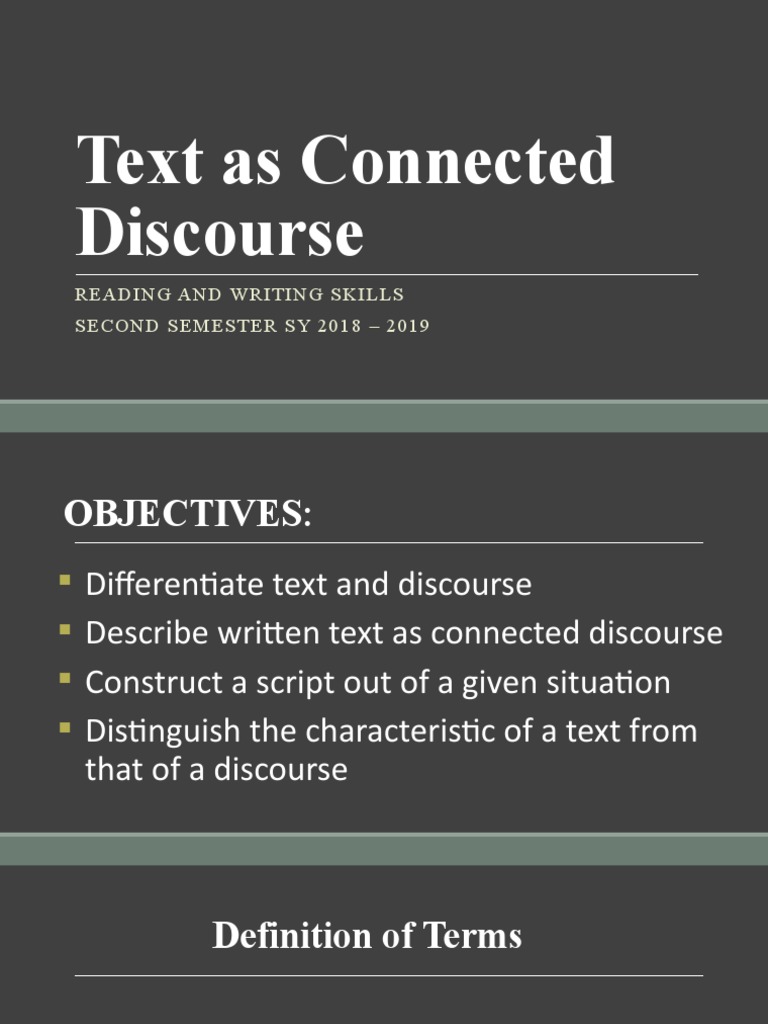 Lesson 2 Text As Connected Discourse | PDF | Nonverbal Communication | Discourse
