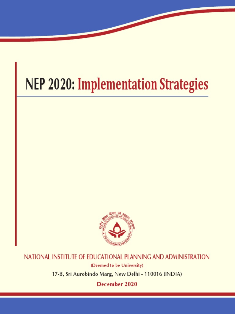 NEP 2020 Implementation Strategy - Niepa | PDF | Preschool | Early Childhood Education