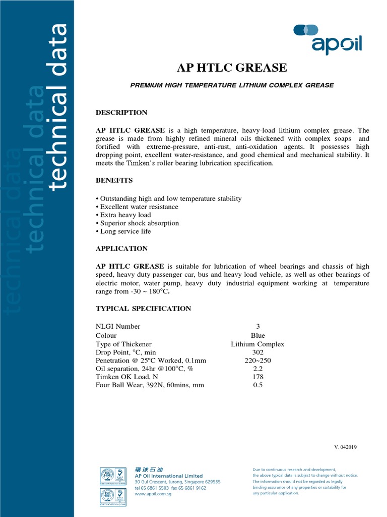 Ap HTLC Grease - PDS | PDF | Materials | Chemical Substances