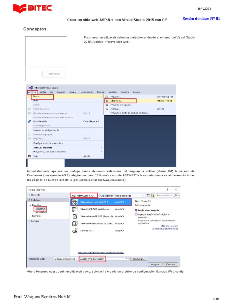 01 - Sesión de Clase 16-04-21 (Aplicaciones Web Con Asp - Net) | PDF ...