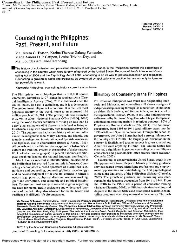 Journal of Counseling and Development: JCD Jul 2012 90, 3 Proquest ...