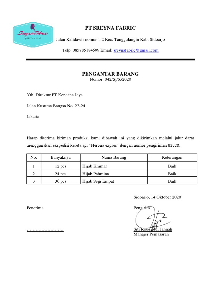 Surat Pengantar Barang | PDF