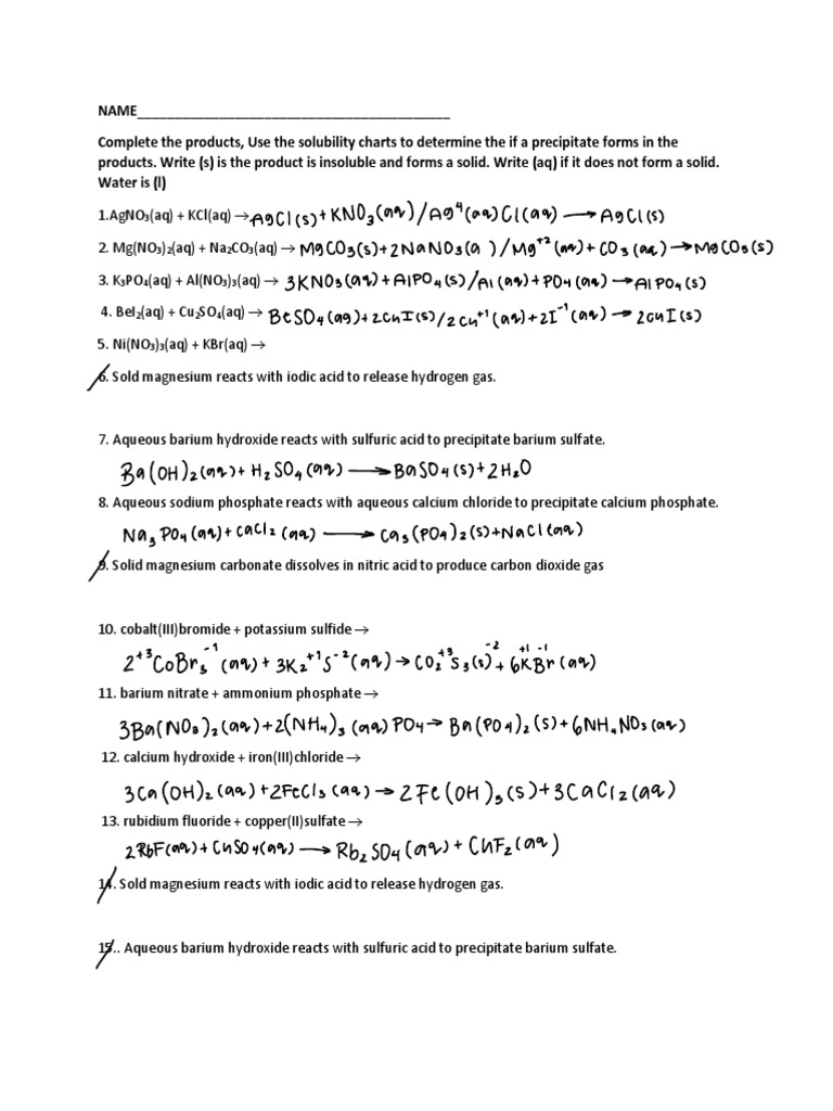 CH 11 Solubility Rules Practice | PDF | Chloride | Magnesium