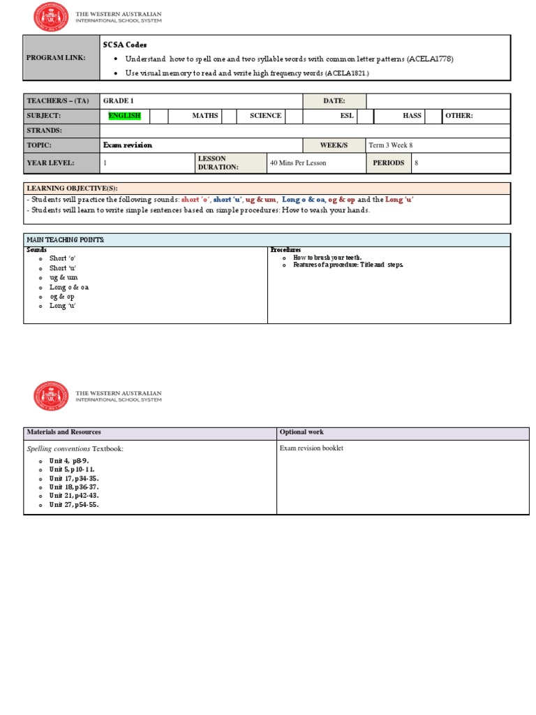 SCSA Codes: Program Link | PDF