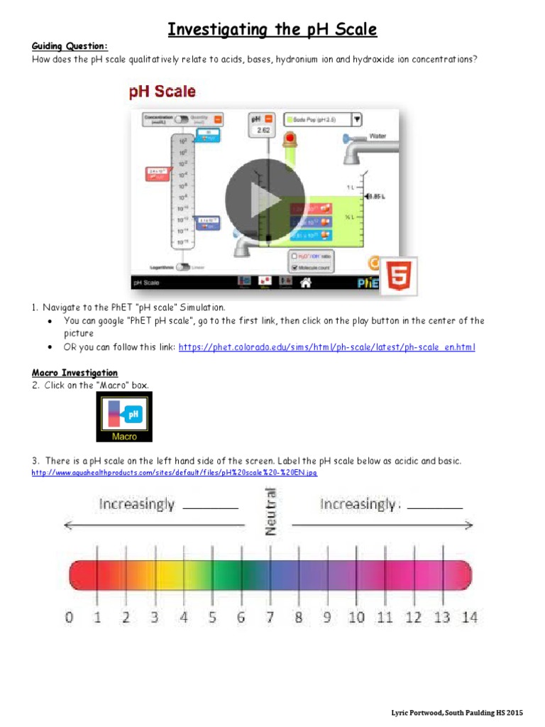 pH Scale Investigation Guide | PDF | Ph | Acid