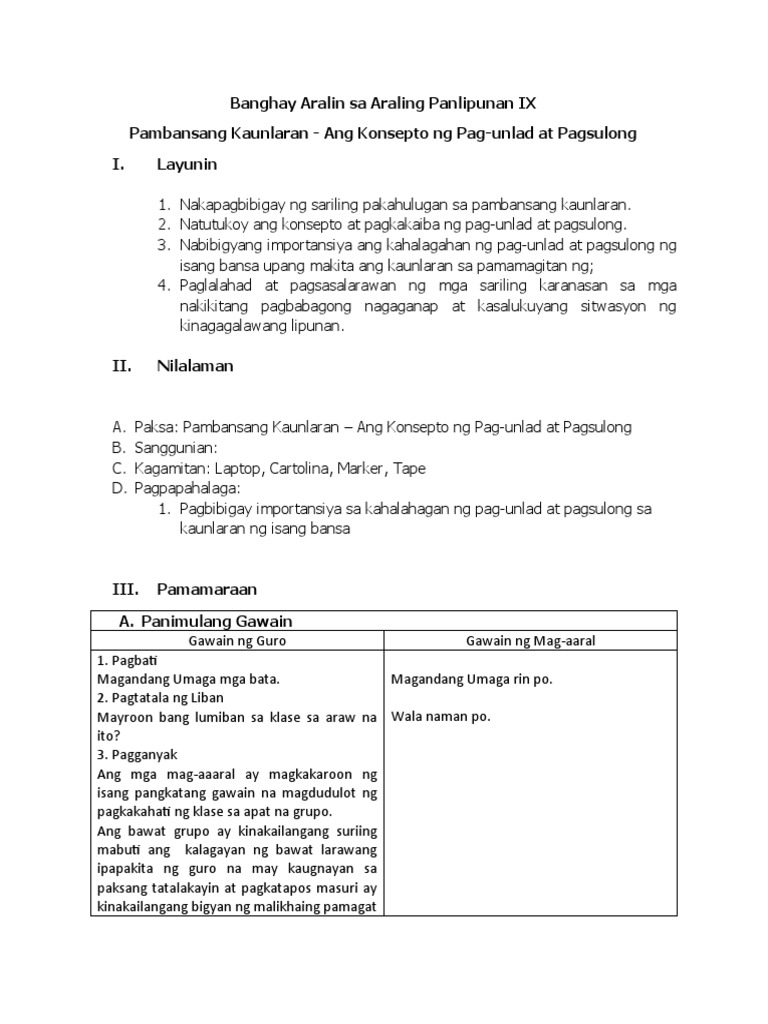 Pambansang Kaunlaran - Konsepto NG Pag-Unlad at Pagsulong | PDF