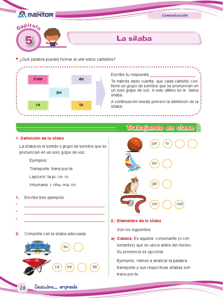 Definición y Clasificación de Sílabas | PDF | Vocal | Sílaba