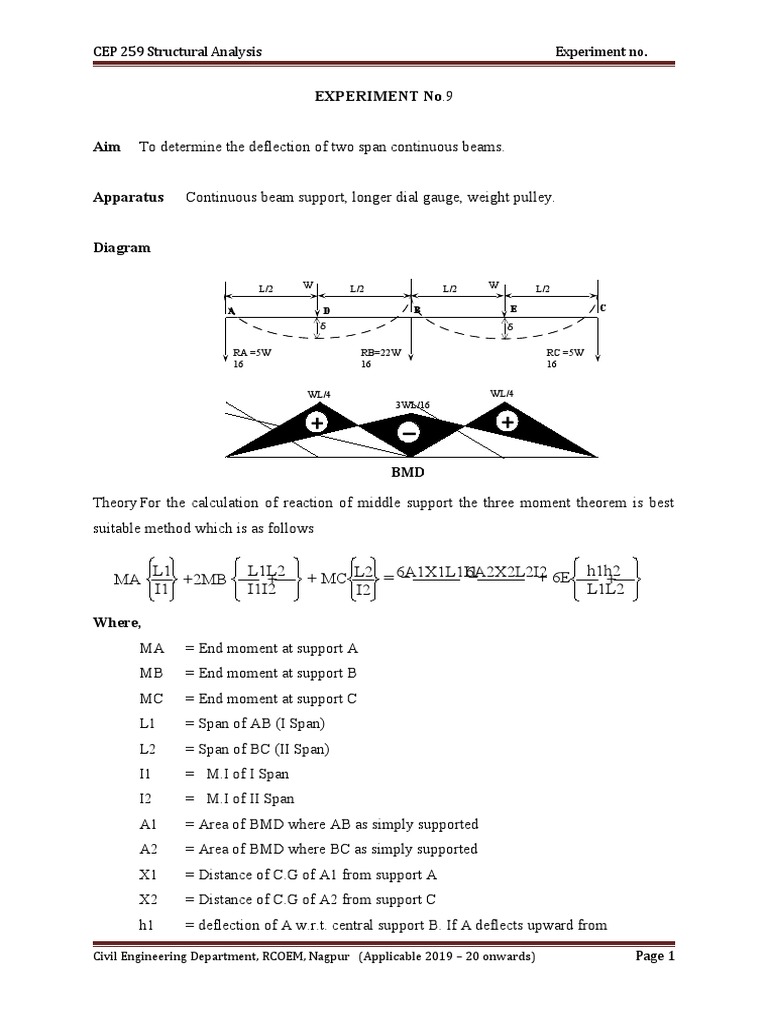 Deflection of Two Span Continuous Beams. | Download Free PDF | Civil Engineering | Mechanical ...