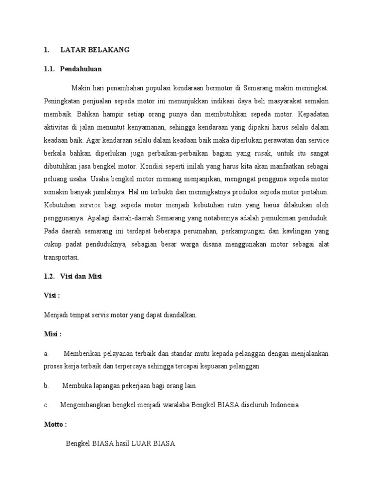 Contoh Proposal Bengkel Motor | PDF